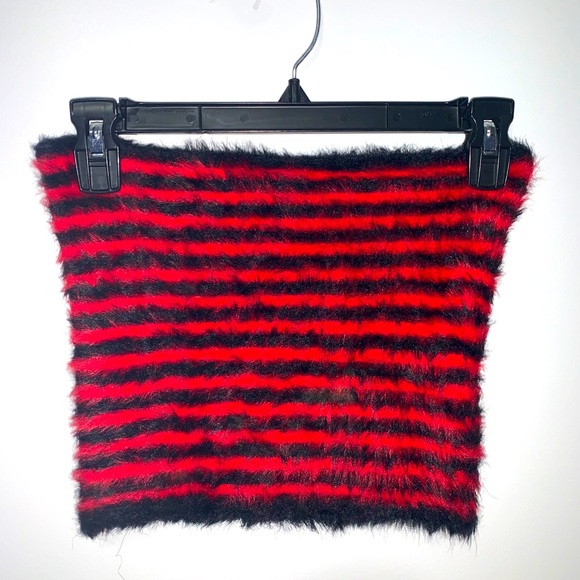 Tops | Stripped Fuzzy Cropped Tube Top | Poshmark